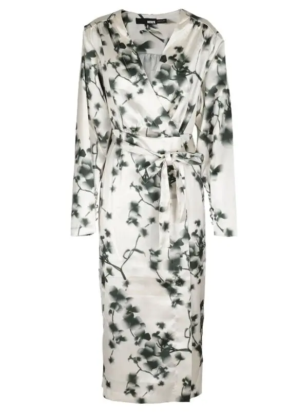 ROTATE BY BIRGER CHRISTENSEN Abstract Floral-print V-neck Midi Dress - White