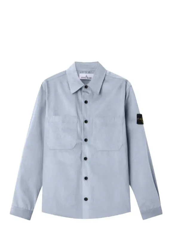 Stone Island Regular-fit Overshirt With Pockets - Avio Blue