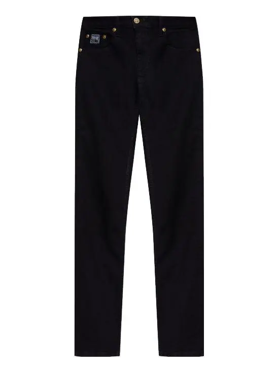 Versace Skinny Jeans With Logo Patch - Black