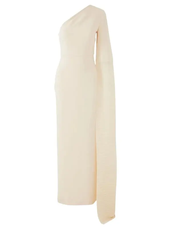Solace Sylvia Asymmetric Cape Dress - Nude