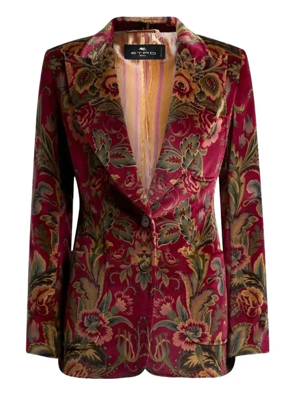 Etro Floral Print Velvet Blazer - Multicolor