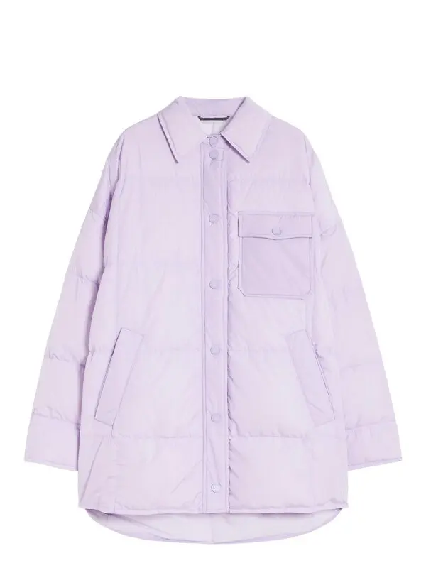 Max Mara Long-sleeved Quilted Down Jacket With Pointed Collar - Lavender