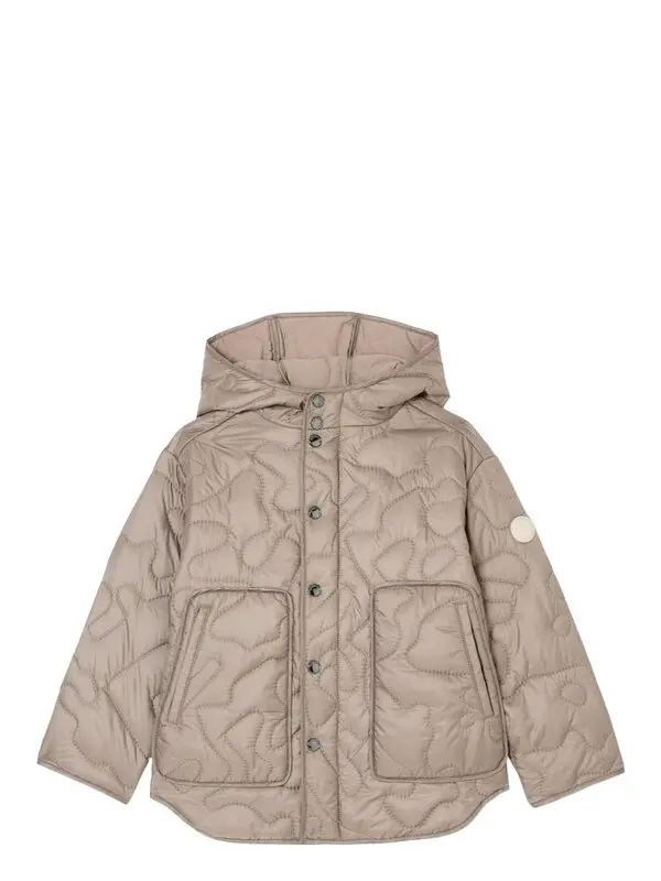 Emporio Armani Quilted Flower-pattern Jacket With Hood - Light Brown