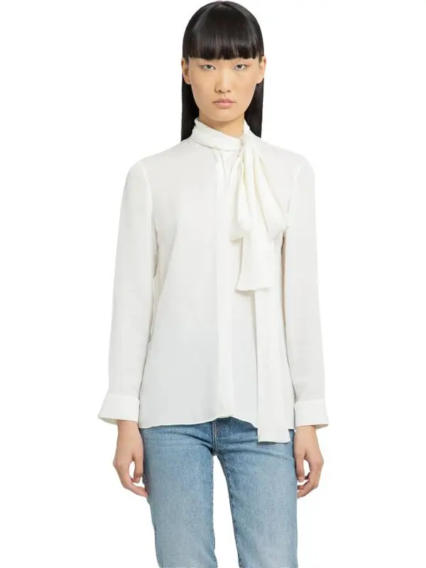 Khaite Knotted Tie Detailed Blouse - White