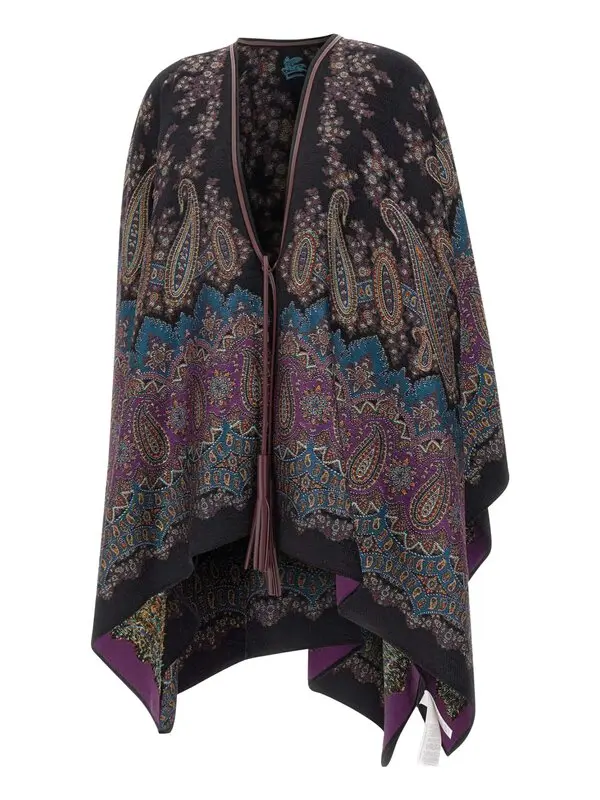 Etro Paisley Jacquard Cape - Black