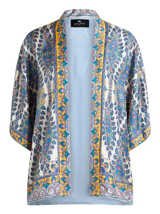 Etro Printed Twill Kesa Robe - Blue