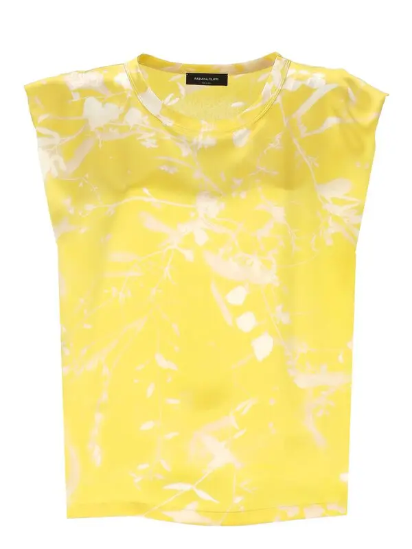 Fabiana Filippi Graphic Print Sleeveless Satin Top - Yellow
