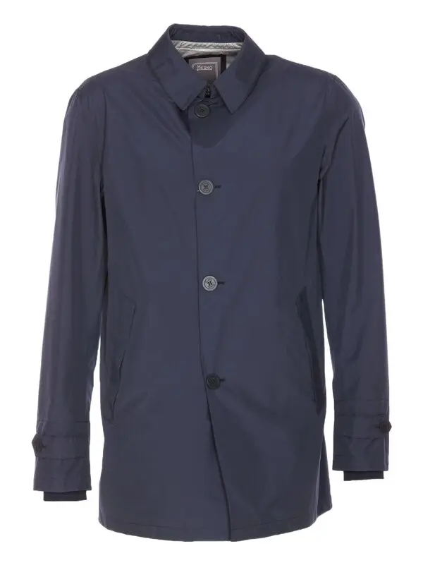 Herno Long Sleeve Button-up Jacket With Elastic Cuffs - Blue