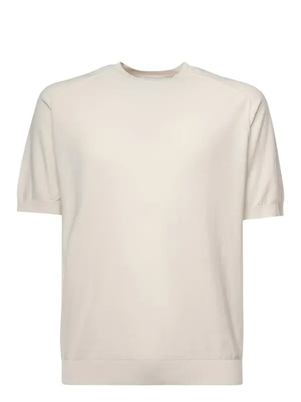 Eleventy Classic Crewneck Knit Polo - Sand-colored