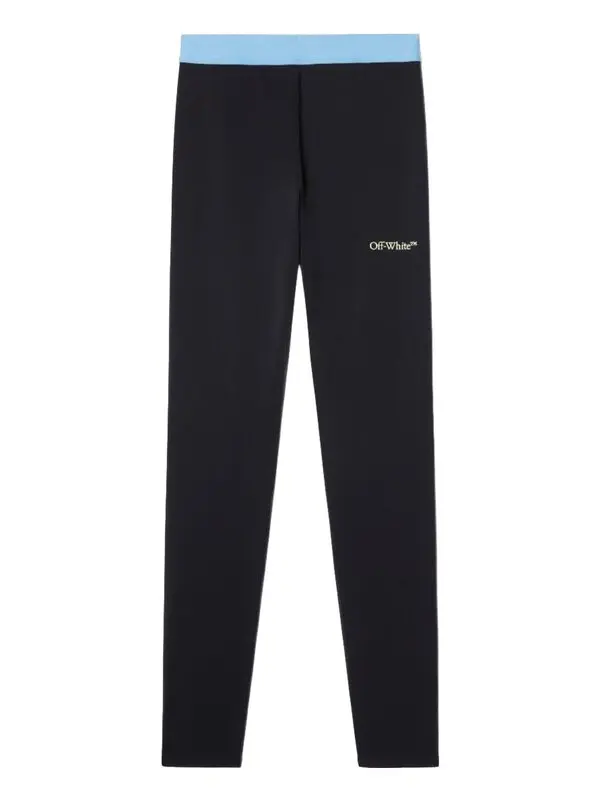 Off-White Logo Detailed Elasticated Waistband Leggings - Black