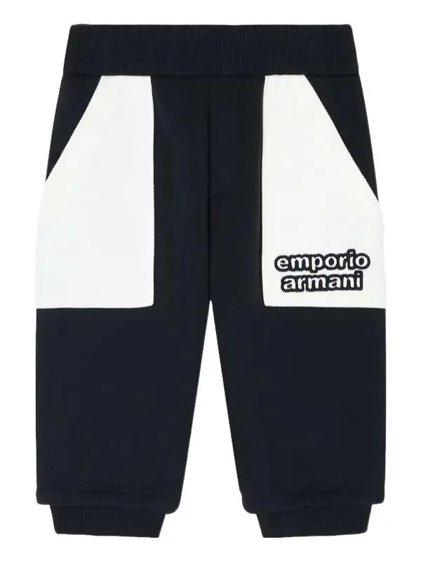 Emporio Armani Logo Embroidered Trousers - Navy Blue