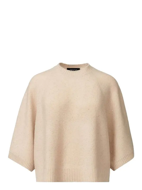 Fabiana Filippi Cropped Sequin Embellished Raglan Sleeve Crewneck - Beige
