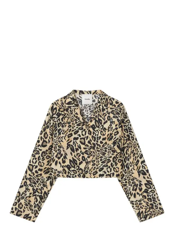 Nanushka Cropped Long-sleeve Twill Silk Shirt - Leopard