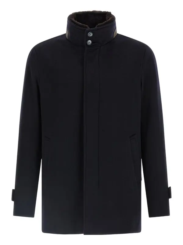 Herno Long-sleeved Jacket With High Collar And Removable Lining - Blue