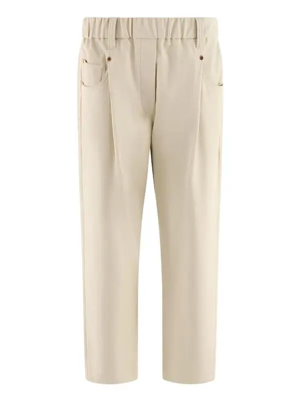 Brunello Cucinelli Elasticated Waistband Cropped Pants - Nude