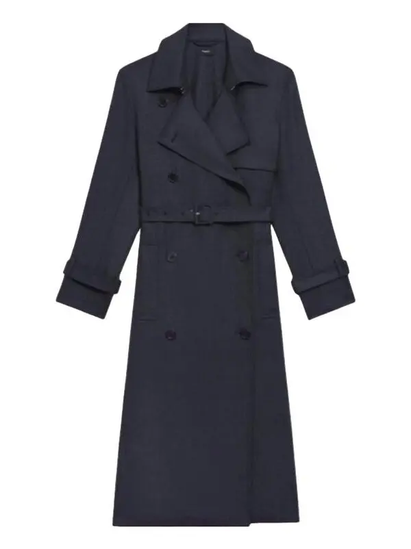 Theory Long-sleeved Lapel Trench Coat - Black