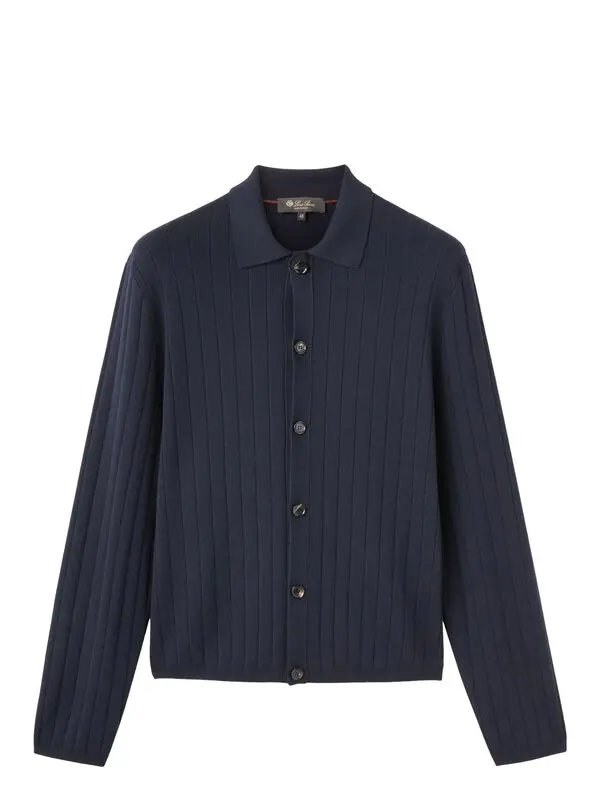 Loro Piana Long-sleeved Knitted Cardigan - Navy Blue