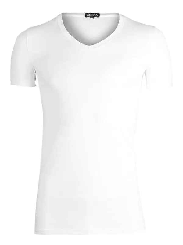Zegna V-collar Short-sleeved T-shirt - White