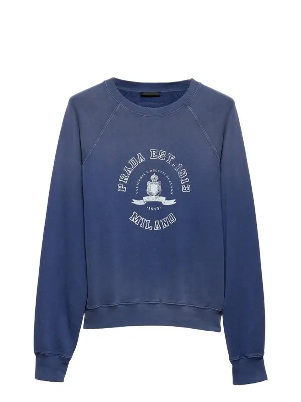Prada Cotton Fleece Sweatshirt - Navy Blue