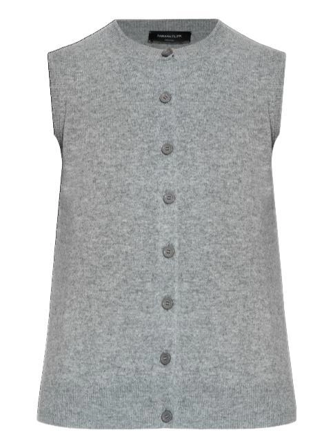 Fabiana Filippi Sleeveless Button-front Cardigan Sweater - Gray