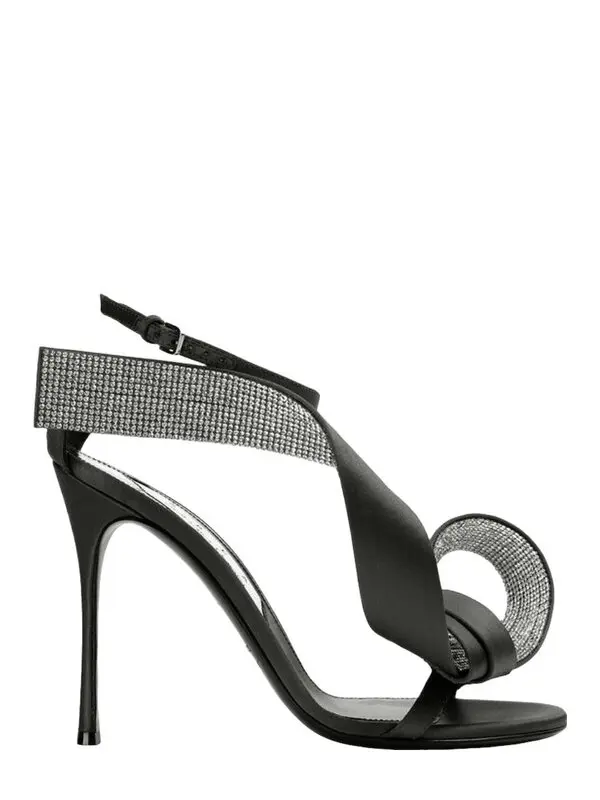 SERGIO ROSSI Embellished Bow Sandals - Black