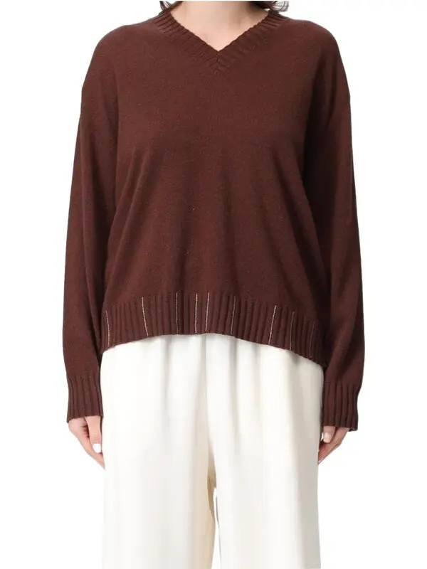 Fabiana Filippi V-neck Long Sleeve Sweater - Red