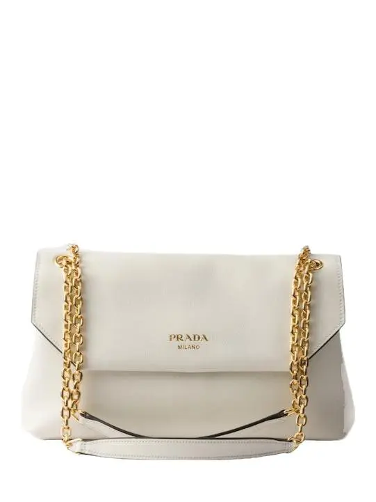 Prada Doux Medium Leather Shoulder Bag - White
