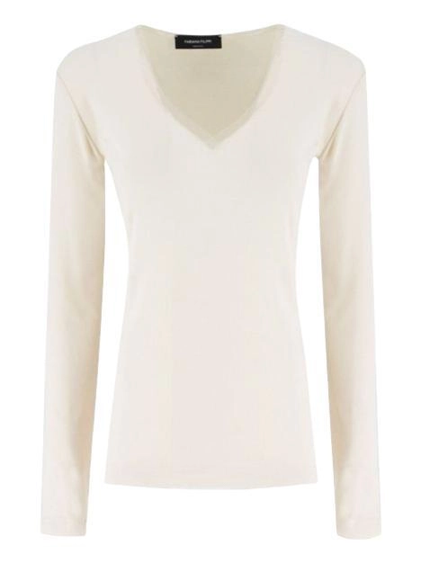 Fabiana Filippi V-neck Long Sleeve Jumper - White