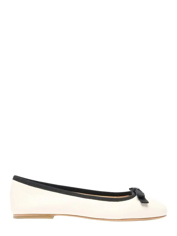 Casadei Leather Ballet Flats With Bow Detailing - Off-white
