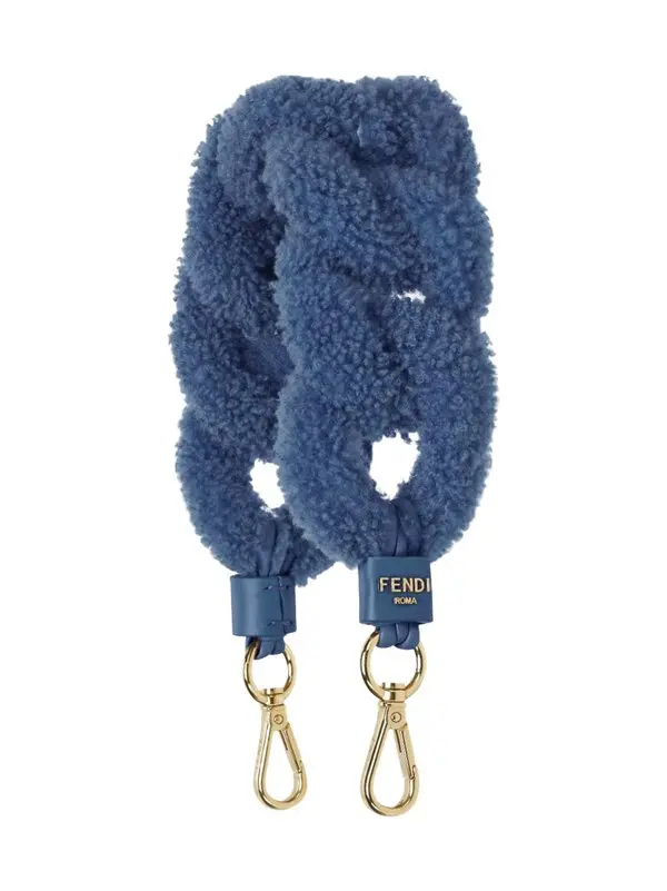 Fendi Sheepskin Shoulder Strap With Leather Details - Blue