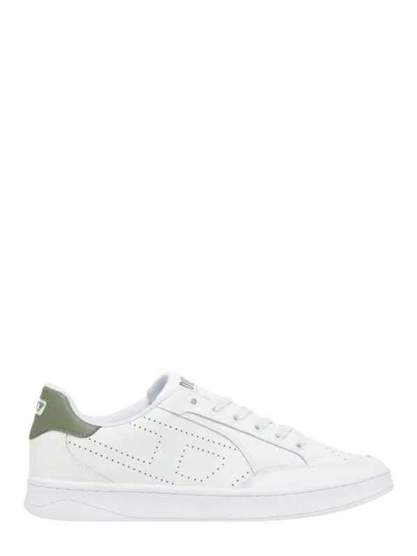 DIESEL® S-dakota Leather Sneakers With Perforated Logo - White/green