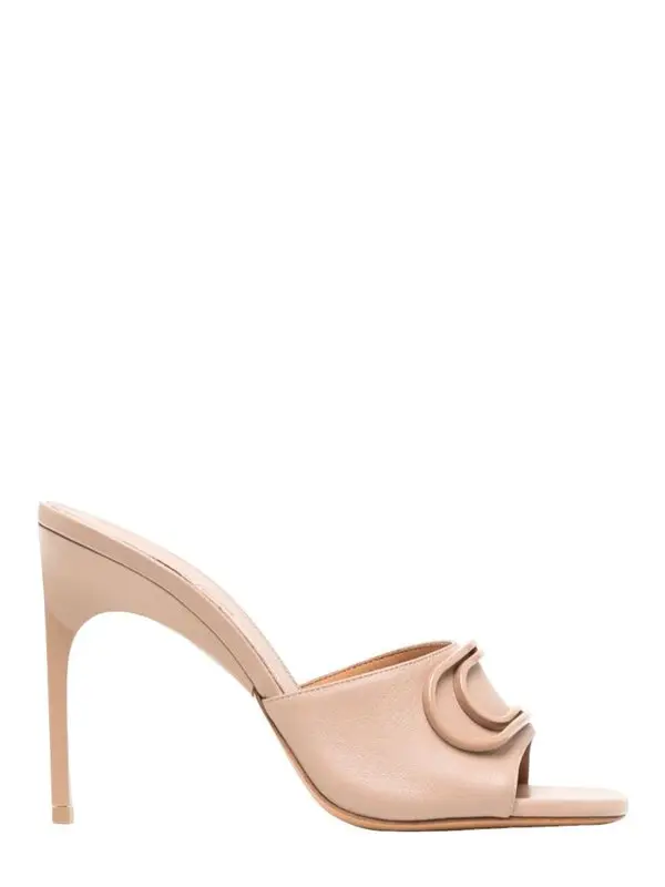 Off-White Pop Paperclip Leather Mules - Nude