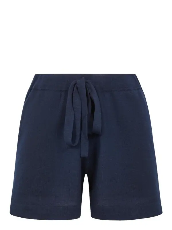 P.a.r.o.s.h Fine-knit Mini Shorts With Drawstring Waist - Navy Blue