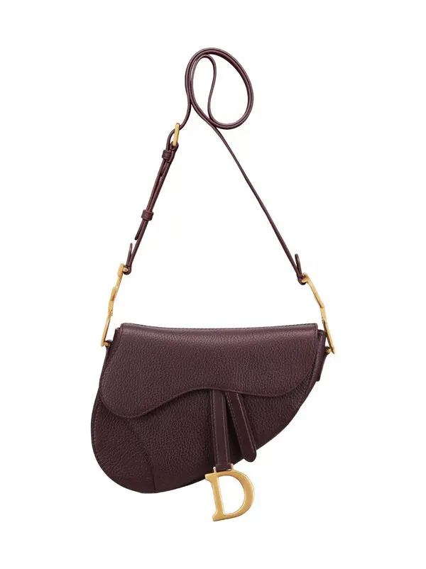Dior Medium Saddle Bag With Strap - Plum Color