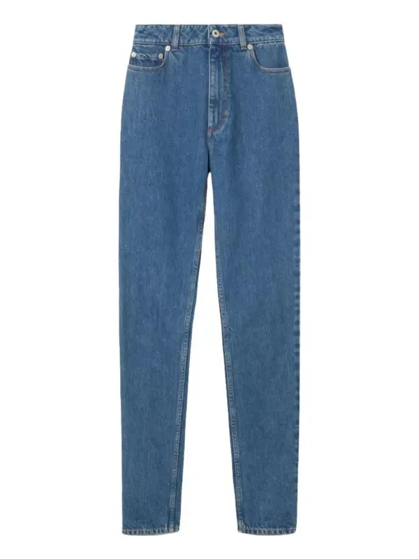 Burberry High-waisted Slim-fit Jeans With Embossed Logo Leather Patch - Blue