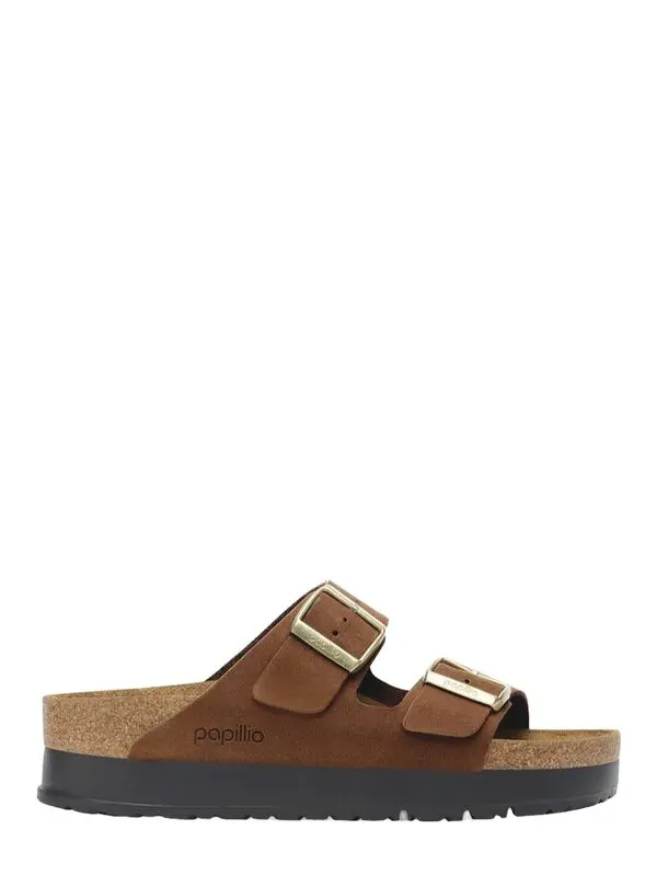 BIRKENSTOCK Arizona Pap Flex Platform Sandals With Buckle Detail - Dark Tea
