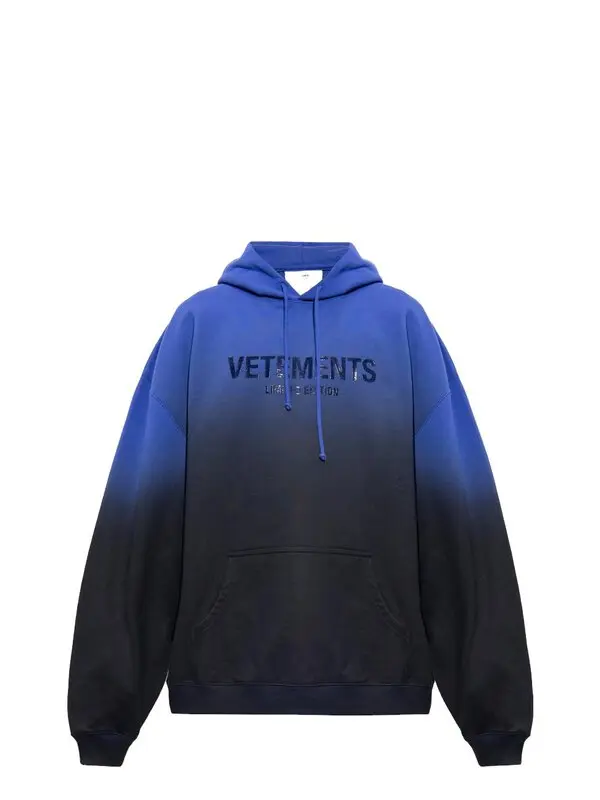 Vetements Logo-print Faded-effect Hoodie - Black