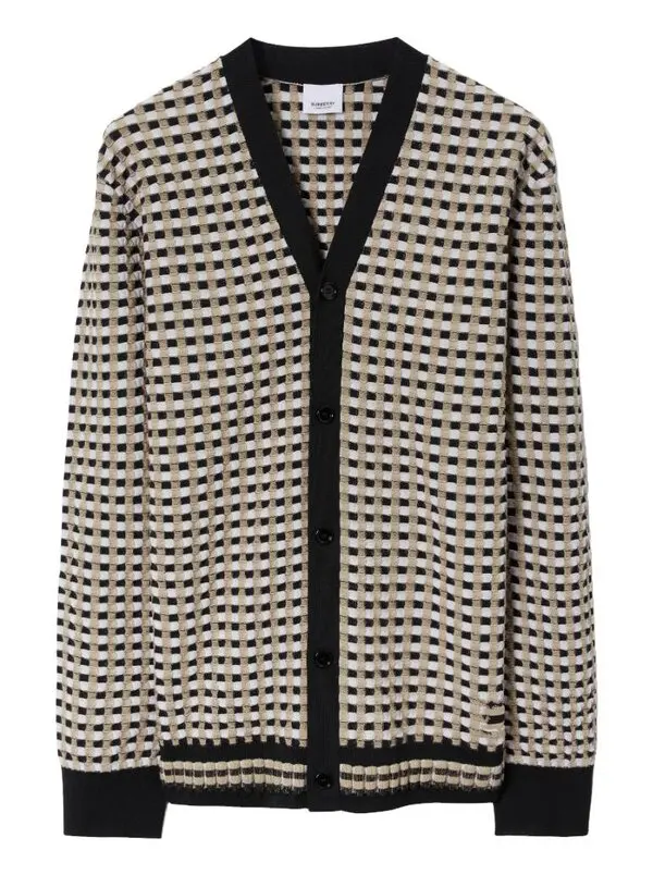 Burberry Check-pattern V-neck Cardigan - Black