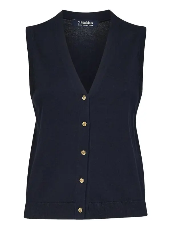 Max Mara V-neck Knitted Gilet - Blue