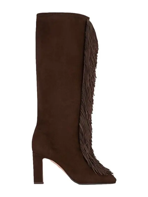 AQUAZZURA Gytane Fringed Knee-high Boots - Brown