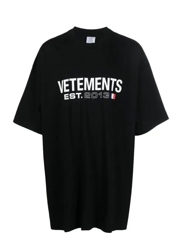 Vetements Logo Printed Oversized T-shirt - Black