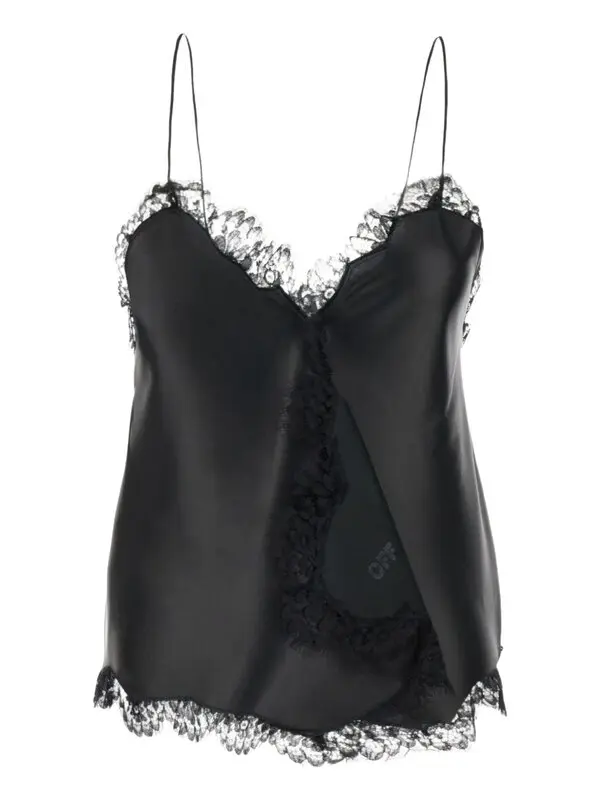 Off-White Lace-trimmed V-neck Camisole - Black