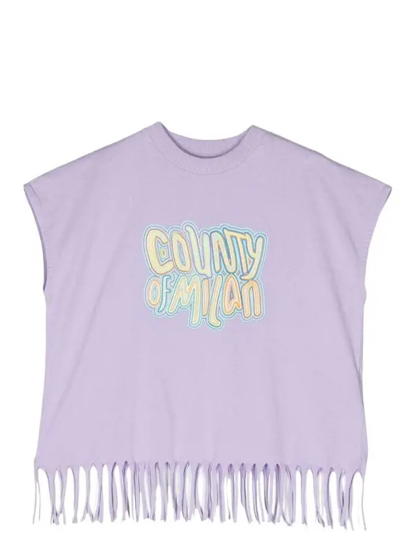 MARCELO BURLON COUNTY OF MILAN Sleeveless Blouse With Tassel Hem - Purple