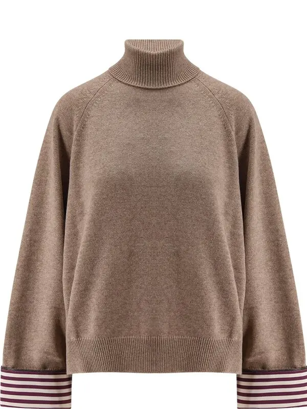 Brunello Cucinelli High-neck Jumper With Monili Detail - Brown