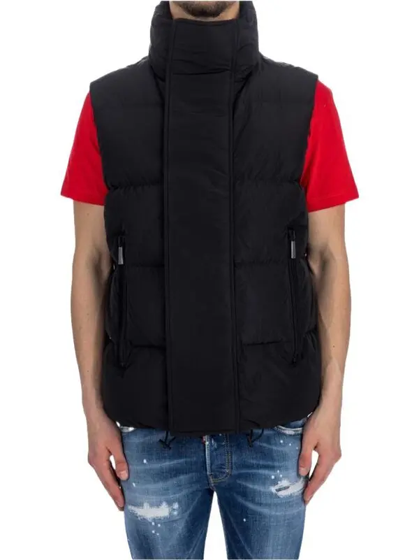 Dsquared2 Quilted Funnel Neck Gilet - Black