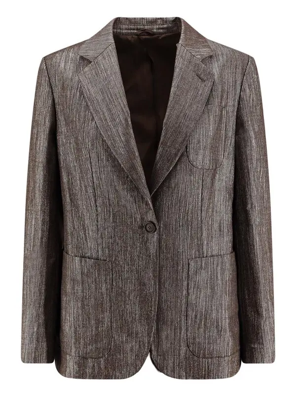 Brunello Cucinelli Lurex Buttoned Blazer - Black