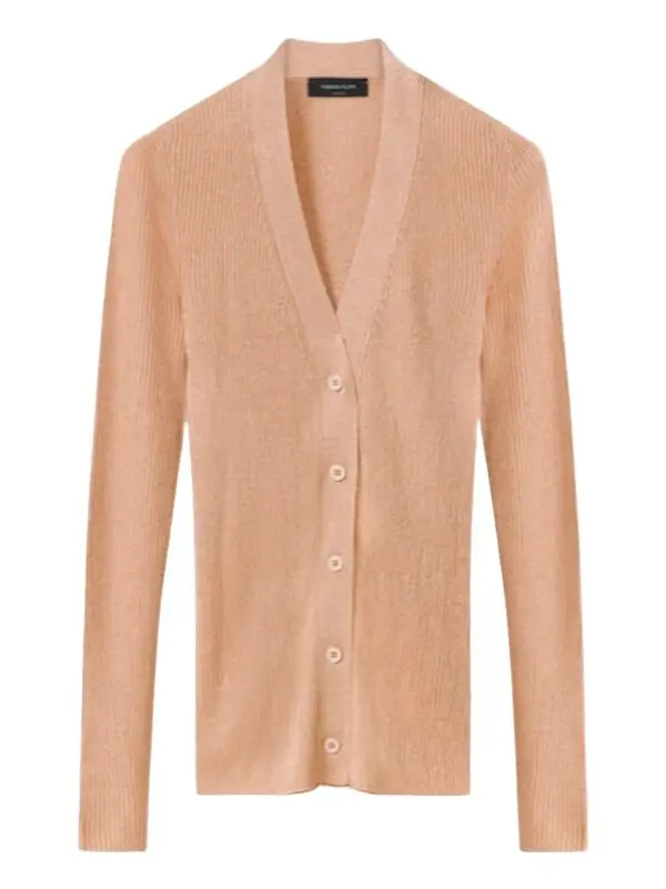 Fabiana Filippi Metallic Threading Ribbed-knit Cardigan - Nude