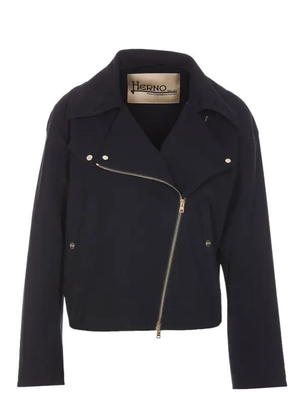 Herno Zip-up Biker Jacket - Black