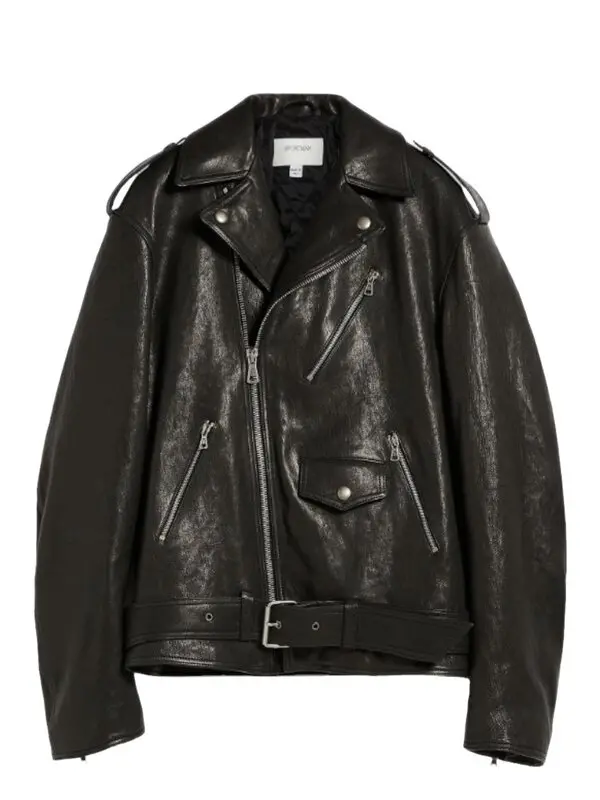 Sportmax Logo Leather Jacket - Black
