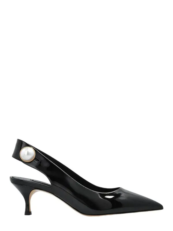 Casadei Pearl Embellished Slingback Pumps - Black